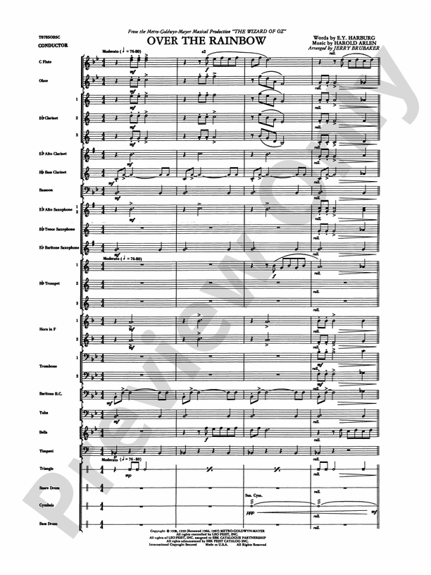 Over the Rainbow: Score: Concert Band Score - Digital Sheet Music Download