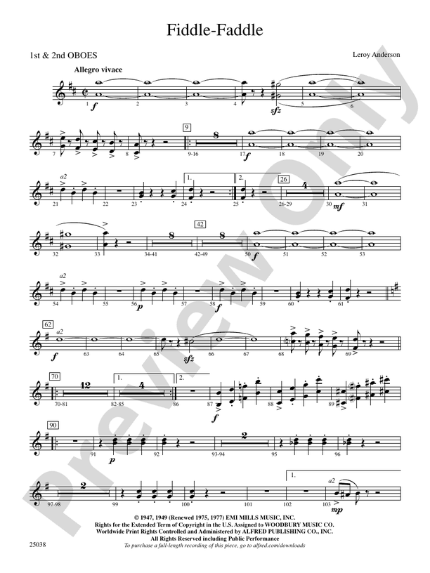 Fiddle-Faddle: Oboe: Oboe Part - Digital Sheet Music Download