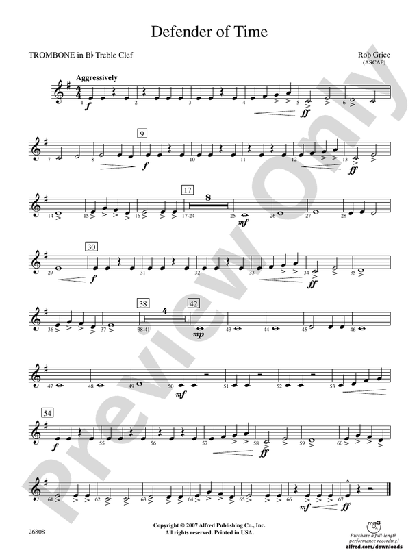 Defender of Time: (wp) 1st B-flat Trombone T.C.: (wp) 1st B-flat ...