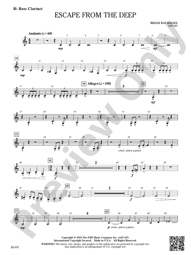 Escape from the Deep: B-flat Bass Clarinet: B-flat Bass Clarinet Part ...