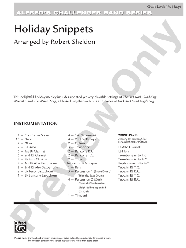 Holiday Snippets: Score: Concert Band Score - Digital Sheet Music Download