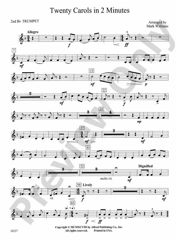 Twenty Carols in 2 Minutes: 2nd B-flat Trumpet: 2nd B-flat Trumpet Part ...