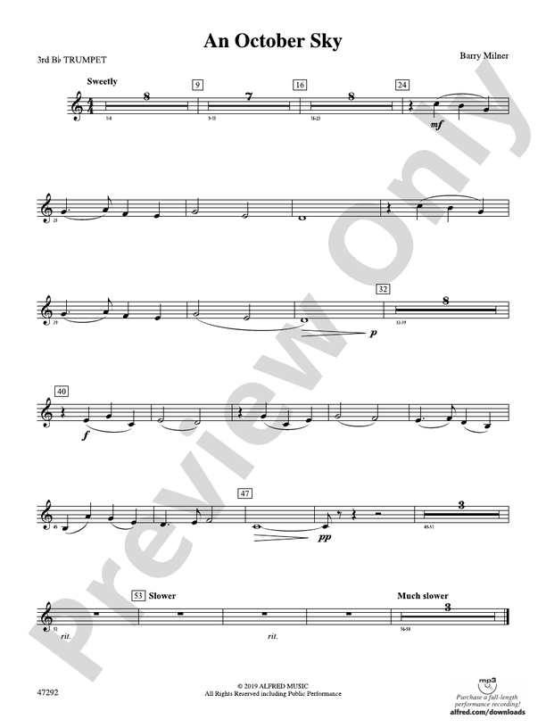 An October Sky: 3rd B-flat Trumpet: 3rd B-flat Trumpet Part - Digital ...