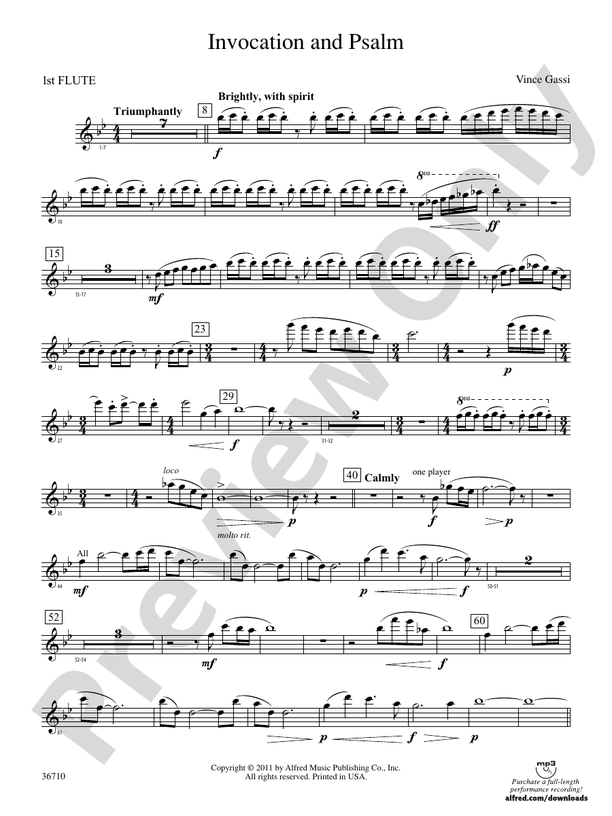 Invocation and Psalm: Flute: Flute Part - Digital Sheet Music Download