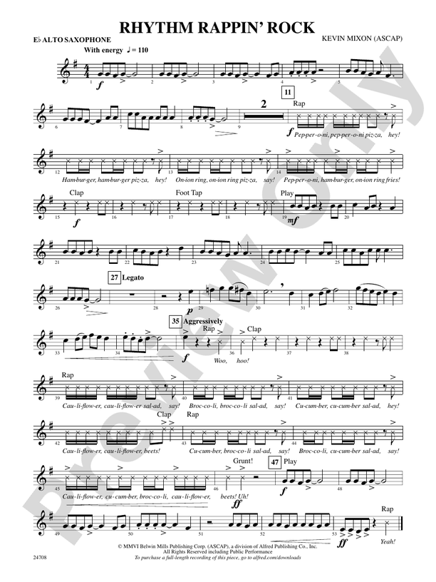 Rhythm Rappin' Rock: E-flat Alto Saxophone: E-flat Alto Saxophone Part - Digital Sheet Music ...