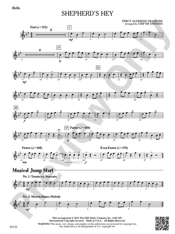 Shepherd's Hey: Bells: Bells Part - Digital Sheet Music Download