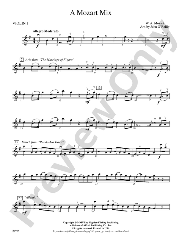 A Mozart Mix: 1st Violin: 1st Violin Part - Digital Sheet Music Download