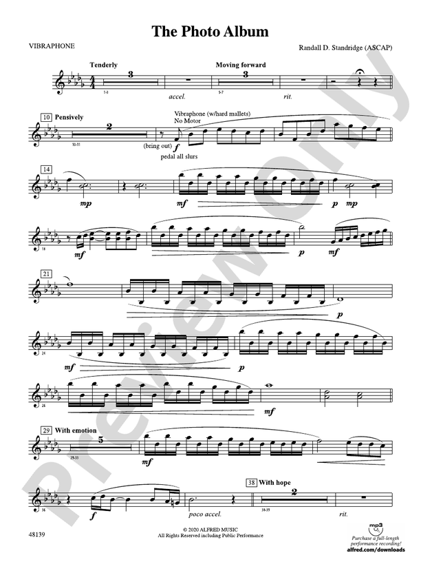 The Photo Album: Vibraphone: Vibraphone Part - Digital Sheet Music Download