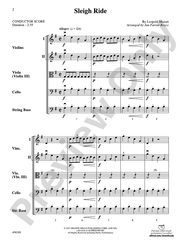 Sleigh Ride: Score: String Orchestra Score - Digital Sheet Music Download