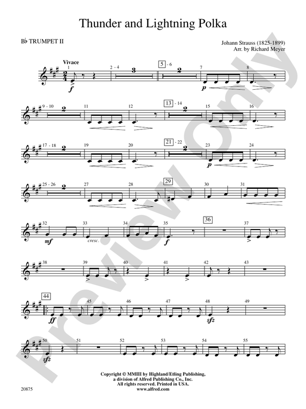 Thunder and Lightning Polka: 2nd B-flat Trumpet: 2nd B-flat Trumpet ...