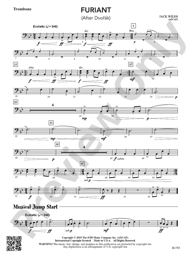 Furiant: Trombone: Trombone Part: Jack Wilds - Digital Sheet Music Download