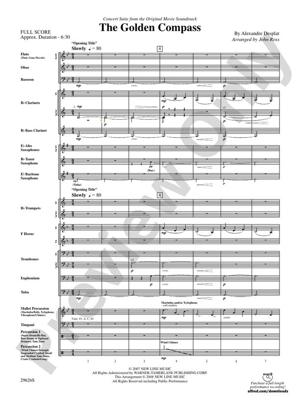 The Golden Compass: Score: Concert Band Score - Digital Sheet Music ...