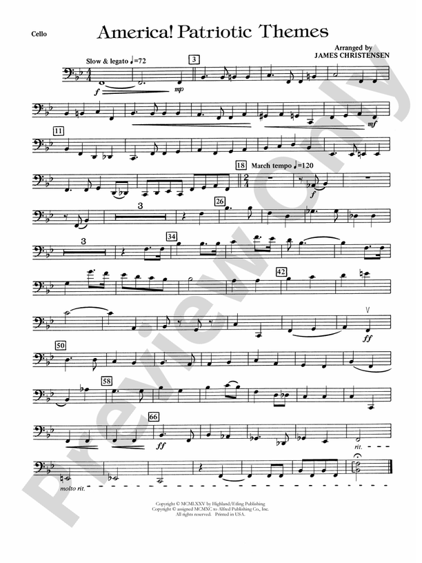America! Patriotic Themes (as played at Disney World): Cello: Cello ...