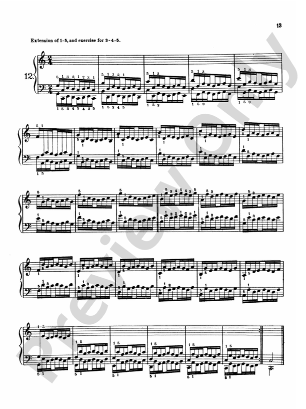 Hanon: The Virtuoso Pianist (Volume I): No. 12 Part - Digital Sheet Music Download