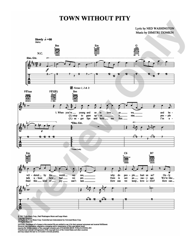 Town without Pity: Guitar TAB: Gene Pitney - Digital Sheet Music Download