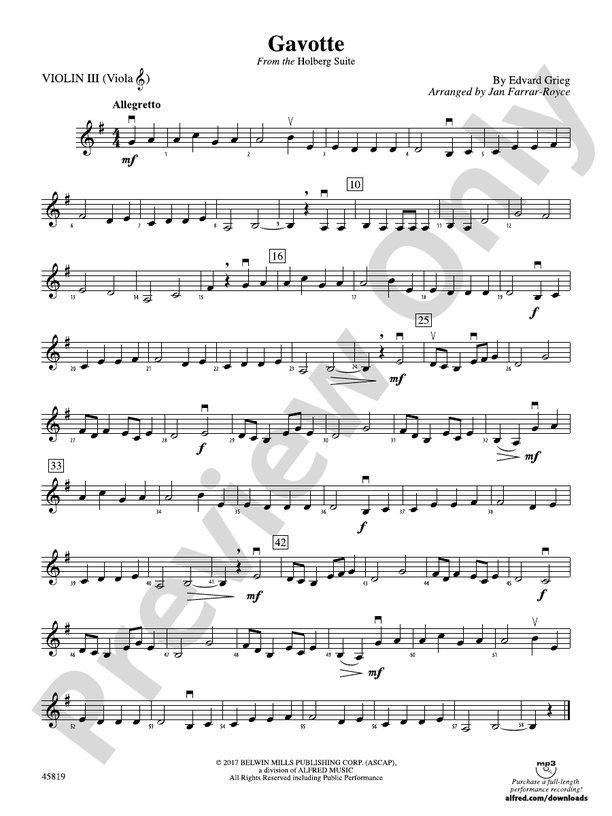 Gavotte: 3rd Violin (Viola [TC]): 3rd Violin (Viola [TC]) Part ...