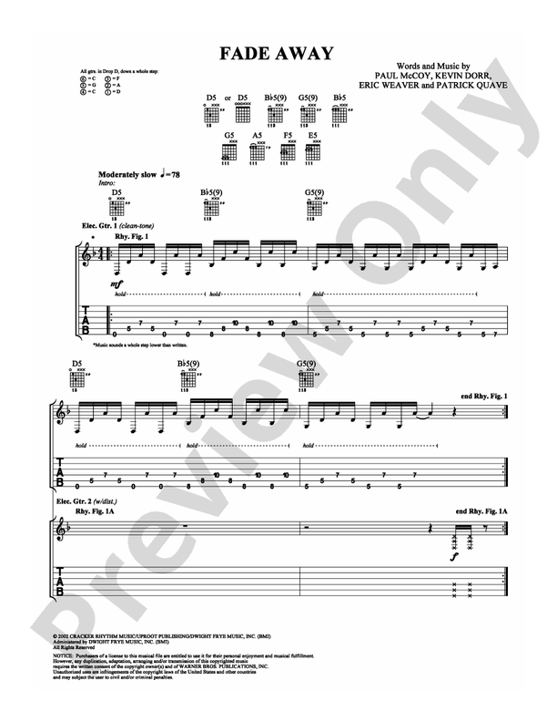 Fade Away: Guitar TAB: 12 Stones - Digital Sheet Music Download