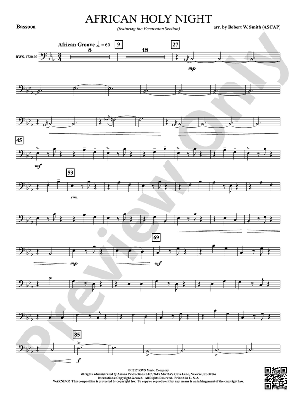African Holy Night: Bassoon: Bassoon Part - Digital Sheet Music Download