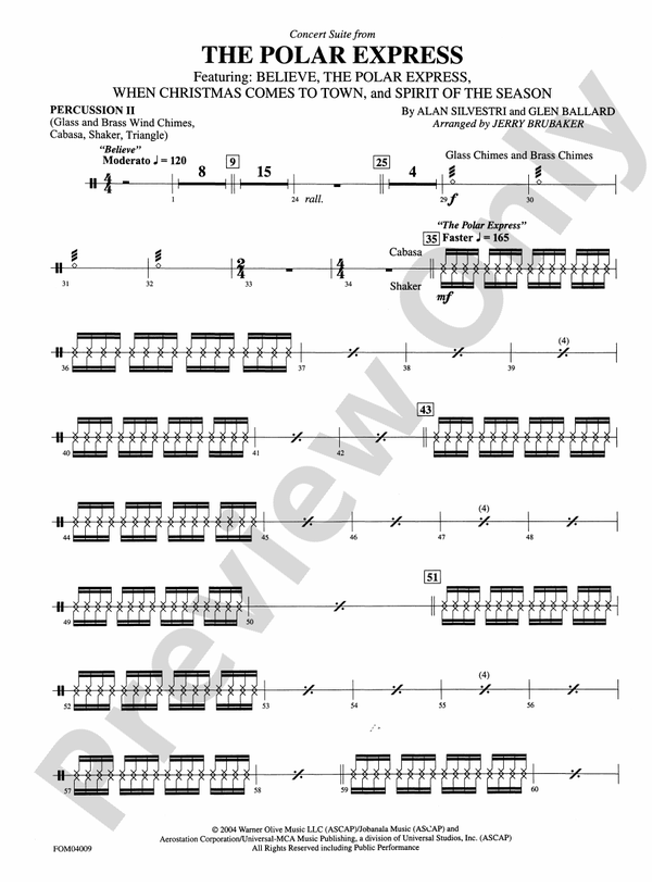The Polar Express, Concert Suite from: 2nd Percussion: 2nd Percussion ...