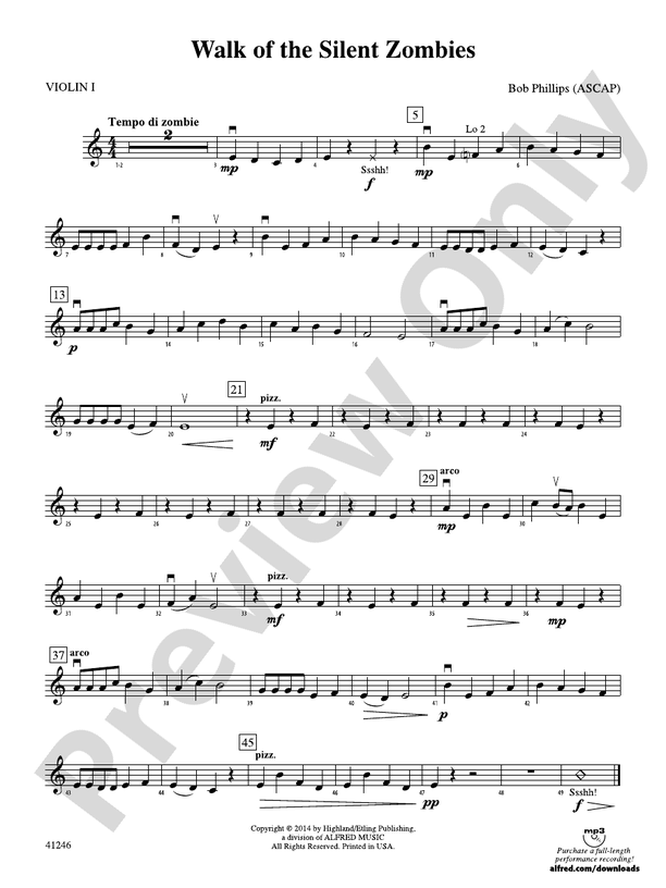 Walk of the Silent Zombies: 1st Violin: 1st Violin Part - Digital Sheet ...