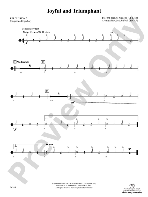 Joyful and Triumphant: 2nd Percussion: 2nd Percussion Part - Digital ...
