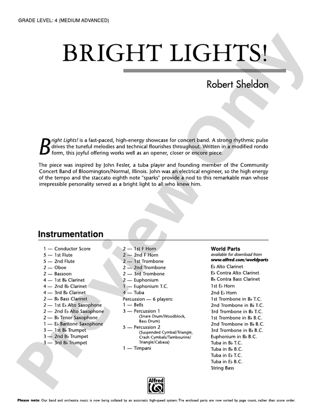 Bright Lights!: Score: Concert Band Score - Digital Sheet Music Download