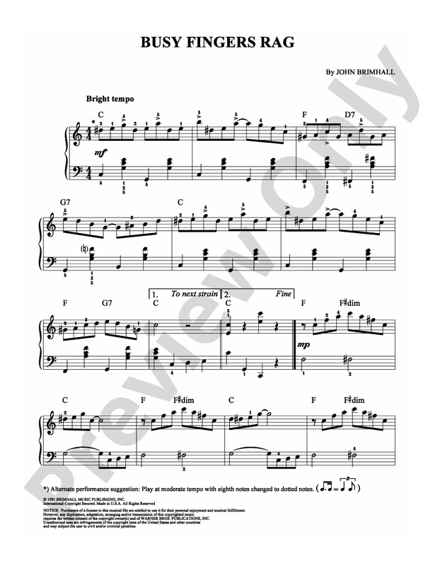 Busy Fingers Rag: Easy Piano: John Brimhall - Digital Sheet Music Download