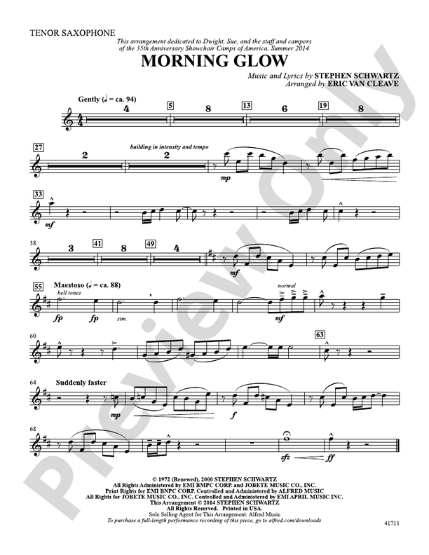Morning Glow: Tenor Saxophone: Tenor Saxophone Part - Digital Sheet ...