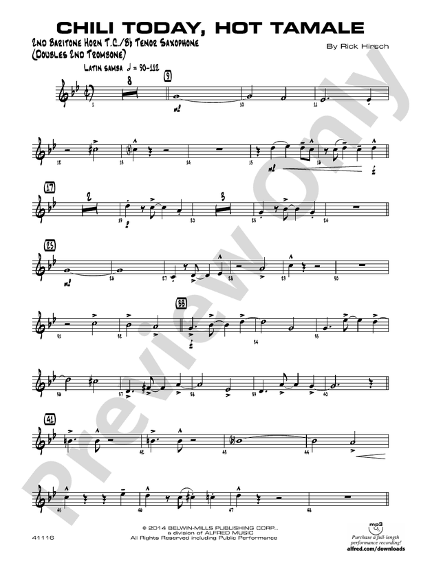 Chili Today, Hot Tamale: 2nd Baritone T.C.: 2nd Baritone T.C. Part - Digital Sheet Music Download