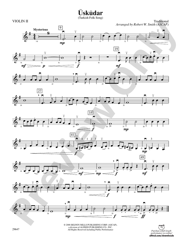 Uskudar: 2nd Violin: 2nd Violin Part - Digital Sheet Music Download