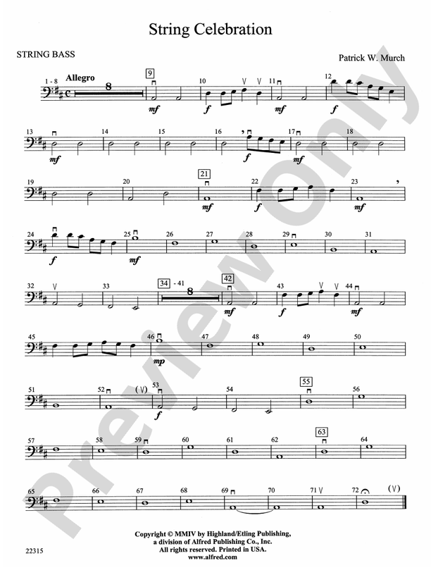 String Celebration: String Bass: String Bass Part - Digital Sheet Music ...