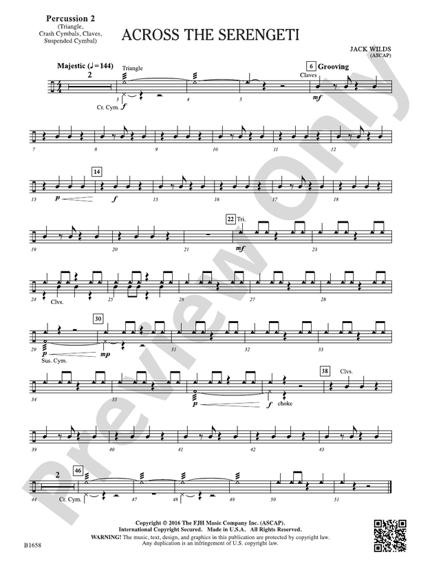 Across the Serengeti: Percussion 2: Percussion 2 Part: Jack Wilds ...
