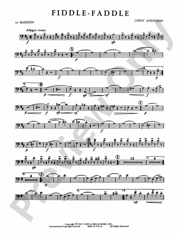 Fiddle-Faddle: Bassoon: Bassoon Part - Digital Sheet Music Download