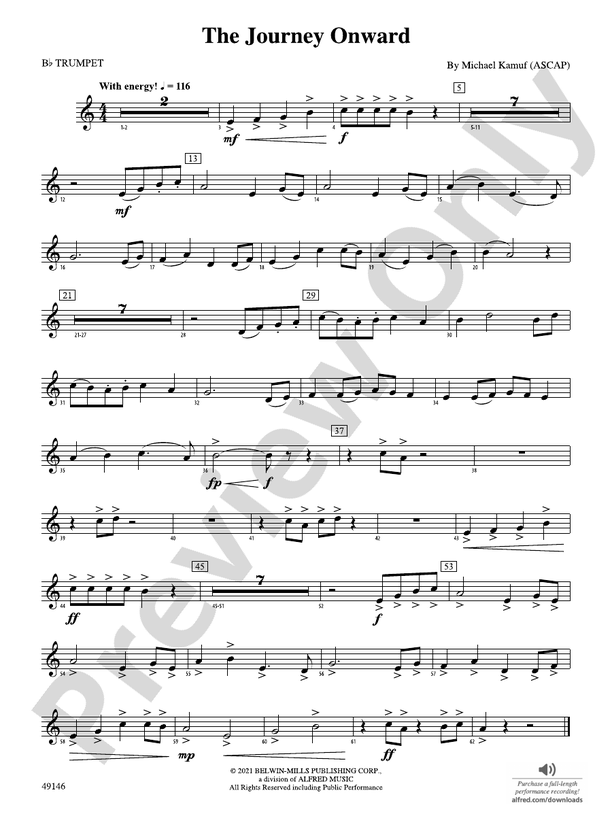 The Journey Onward: 1st B-flat Trumpet: 1st B-flat Trumpet Part - Digital Sheet Music Download