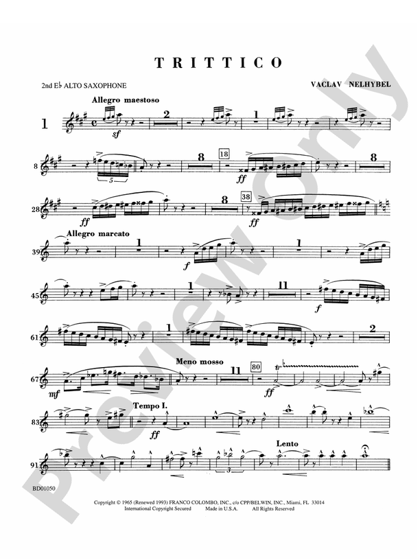 Trittico 2nd E Flat Alto Saxophone 2nd E Flat Alto Saxophone Part