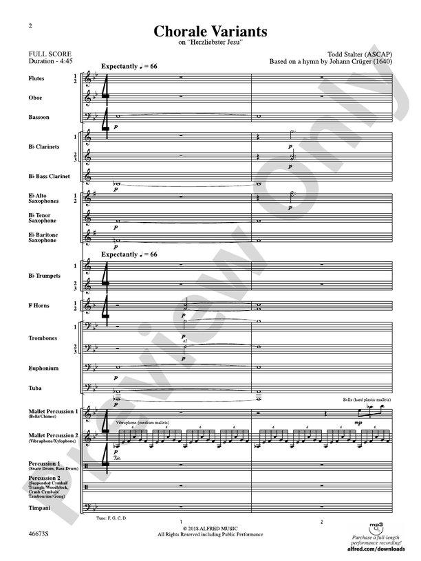 Chorale Variants: Score: Concert Band Score - Digital Sheet Music Download