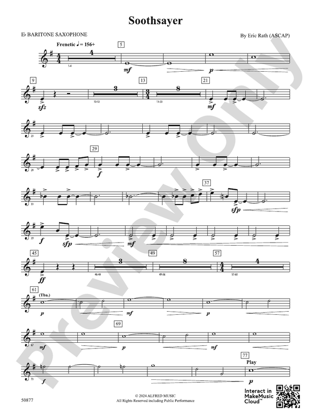 Soothsayer: E-flat Baritone Saxophone: E-flat Baritone Saxophone Part - Digital Sheet Music Download