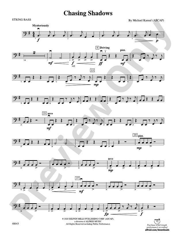 Chasing Shadows: String Bass: String Bass Part - Digital Sheet Music Download