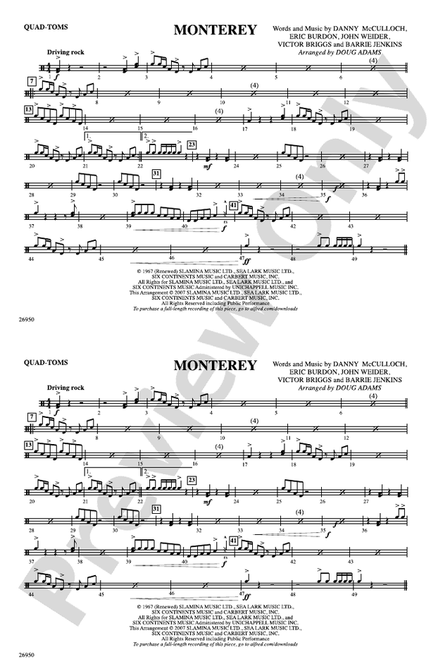 Monterey: Quad-Toms: Quad-Toms Part - Digital Sheet Music Download