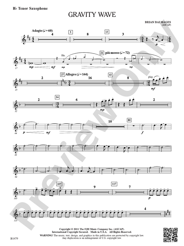 Gravity Wave: B-flat Tenor Saxophone: B-flat Tenor Saxophone Part ...