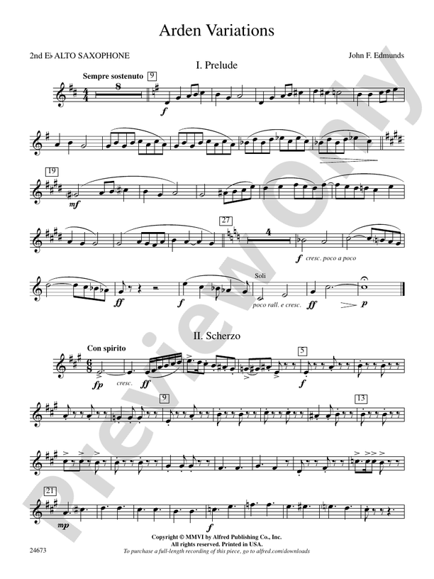 Arden Variations: 2nd E-flat Alto Saxophone: 2nd E-flat Alto Saxophone Part - Digital Sheet ...