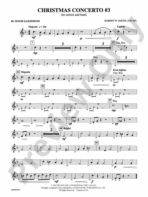 Christmas Concerto #3 (for Soloist and Band): B-flat Tenor Saxophone: B ...