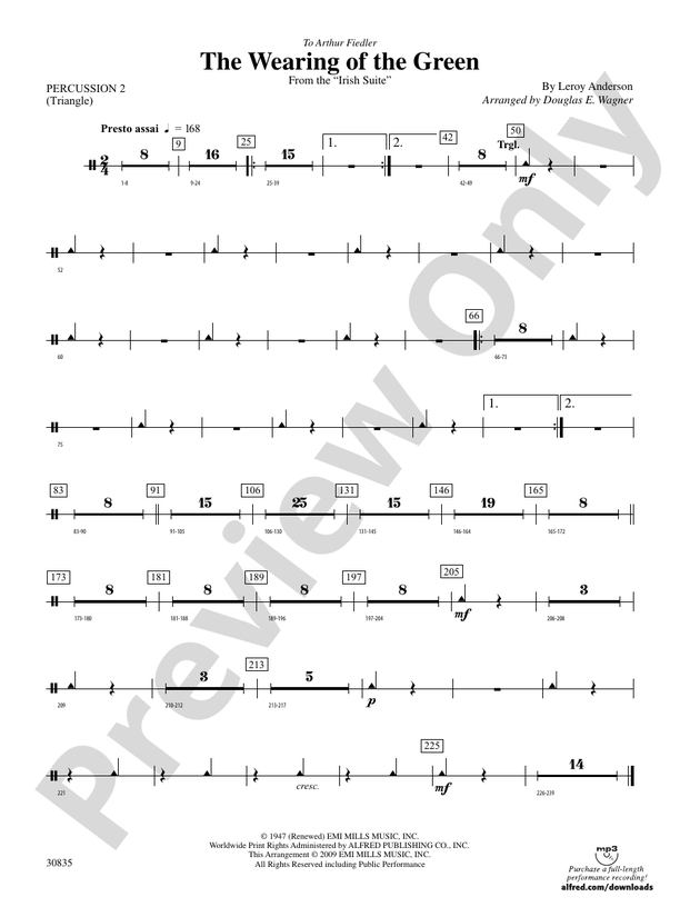The Wearing of the Green (from the Irish Suite): 2nd Percussion: 2nd ...