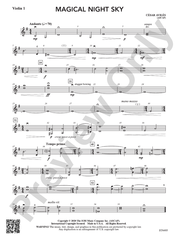 Magical Night Sky: Violin 1: Violin 1 Part: César Avilés - Digital ...