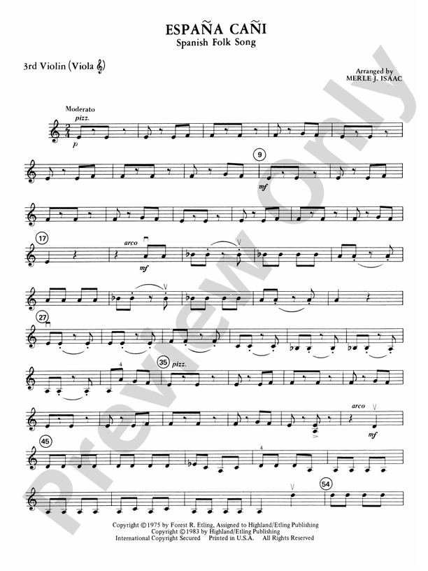 España Cañi: 3rd Violin (Viola [TC]): 3rd Violin (Viola [TC]) Part ...
