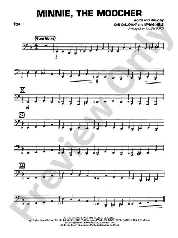 Minnie the Moocher: Tuba: Tuba Part - Digital Sheet Music Download