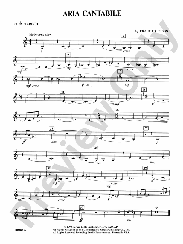 Aria Cantabile: 3rd B-flat Clarinet: 3rd B-flat Clarinet Part - Digital Sheet Music Download