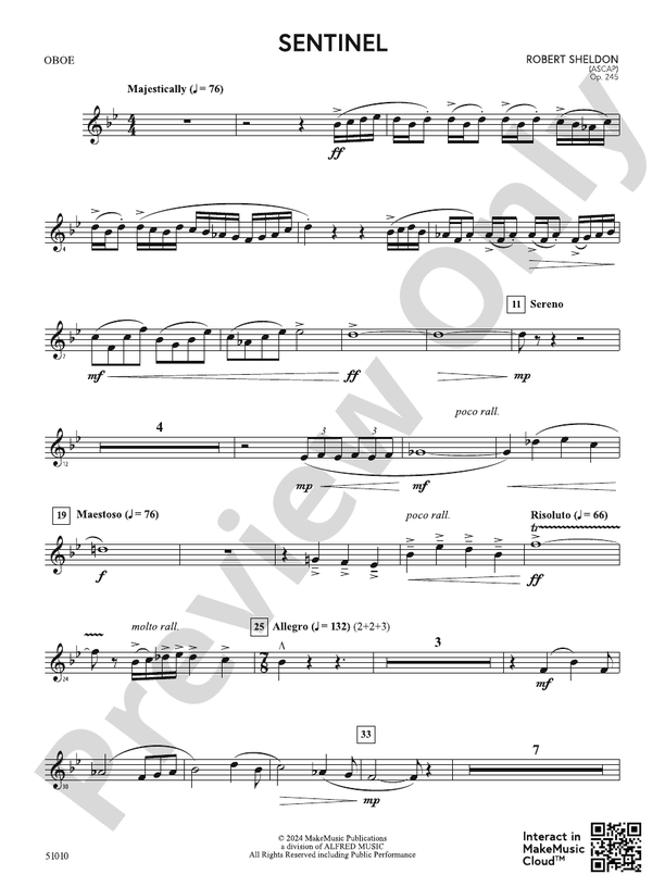 Sentinel: Oboe: Oboe Part - Digital Sheet Music Download