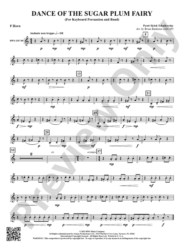 Dance of the Sugar Plum Fairy - For Keyboard Percussion and Band: 1st F ...