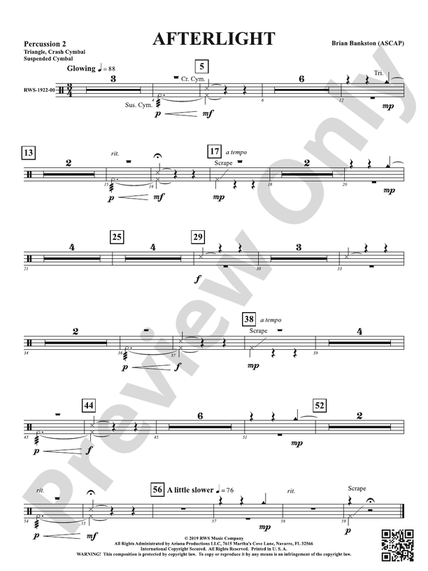 Afterlight: 2nd Percussion: 2nd Percussion Part: Brian Bankston ...